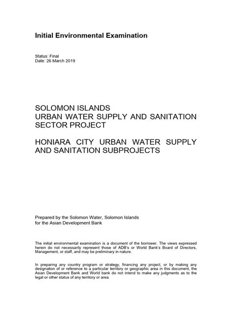 Initial Environmental Examination Pdf Environmental Impact Assessment Sewage Treatment