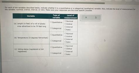 Solved For Each Of The Variables Described Below Indicate