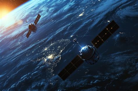 Premium Photo Communication Satellites Orbiting Digital Earth Ai Generated