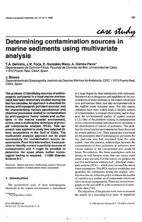 Pdf Determining Contamination Sources In Marine Sediments Using