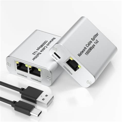 Ethernet Splitter 1 To 2 1000mbps [2 Devices Simultaneously Networking] Gigabit