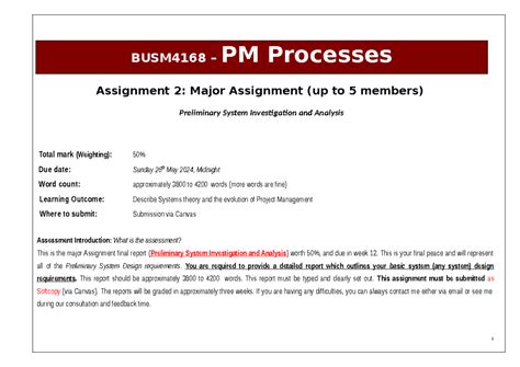Busm4168major Assignment Layout Busm4168 Pm Processes Assignment 2