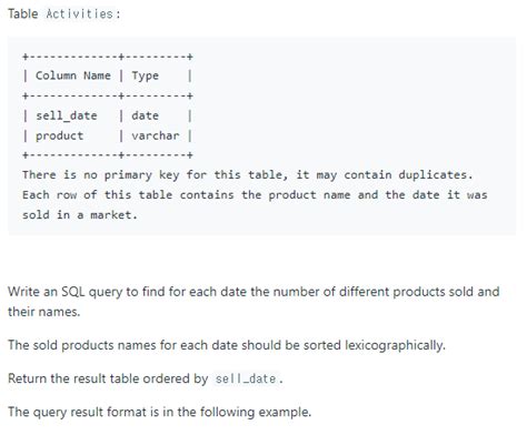 Sql 문제 12 Group Sold Products By The Date Leetcode 1484 네이버 블로그