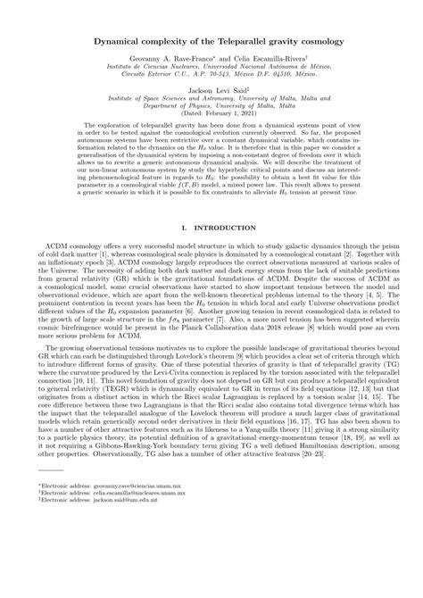 Pdf Dynamical Complexity Of The Teleparallel Gravity Cosmology