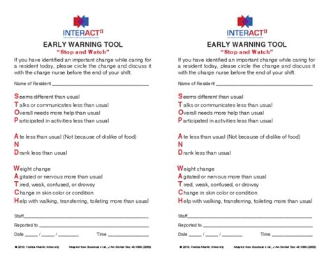 Early Warning Tool Stop And Watch Pdf