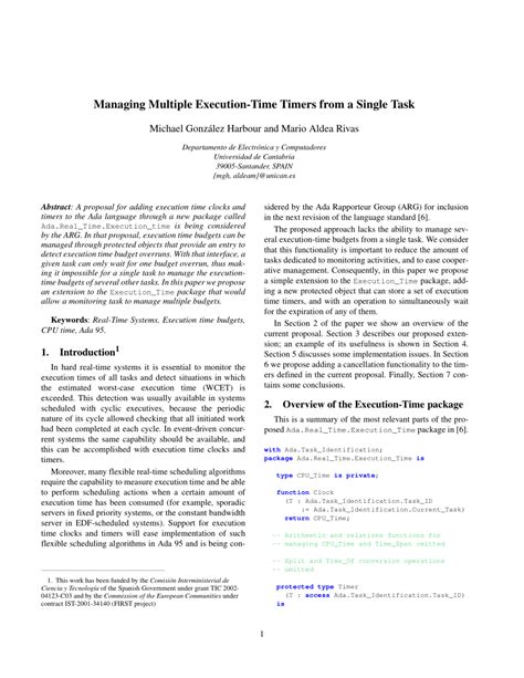 Pdf Managing Multiple Execution Time Timers From A Single Task