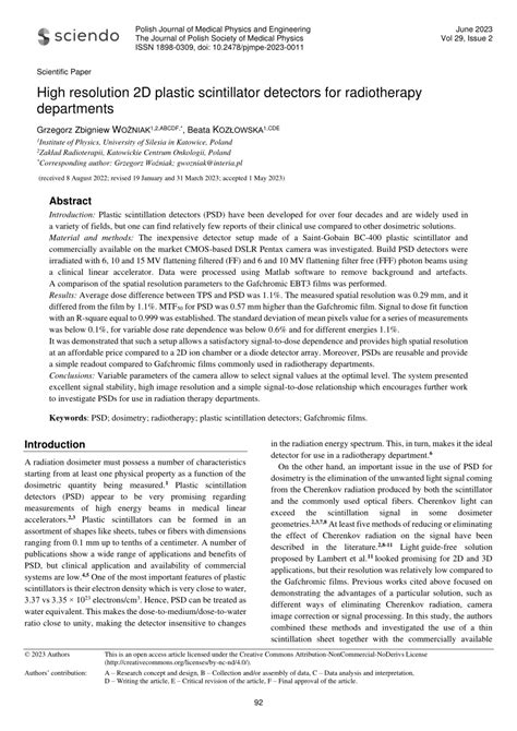 Pdf High Resolution 2d Plastic Scintillator Detectors For