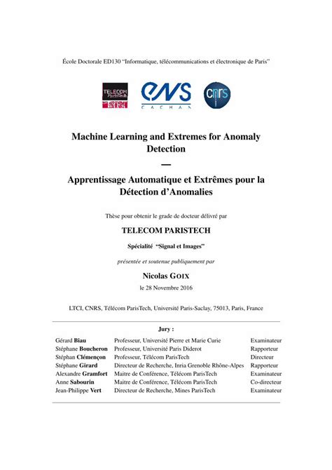 Pdf Machine Learning And Extremes For Anomaly Detection · 2018 01 07
