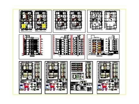Six Story Building With Basement In Dwg 1 60 Mb Cad Library