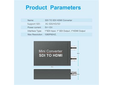 SDI To HDMI 3G SDI HD SDI SD SDI To HDMI Converter Adapter SDI In HDMI Out SDI In SDI Out