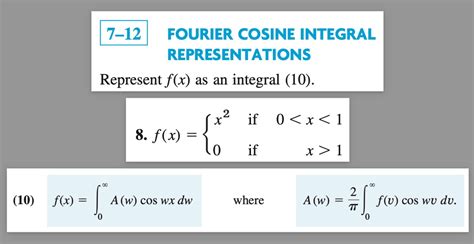Solved 7 12 ﻿fourier Cosine Integralrepresentationsrepresent