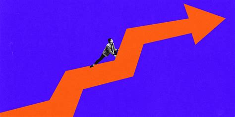 현대 미술 작품 푸른 배경을 배경으로 근면과 경제적 성공을 상징하는 재정적 화살표를 향해 위로 밀어 올리는 사업가 20 24세에 대한 스톡 사진 및 기타 이미지 Istock