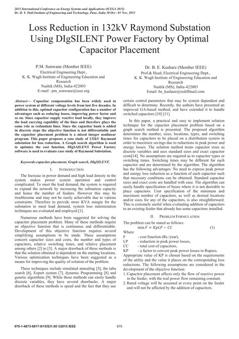 Pdf Loss Reduction In 132kv Raymond Substation Using Digsilent Power
