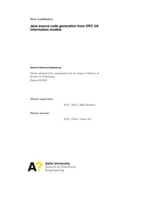 Pdf Java Source Code Generation From Opc Ua Information Models