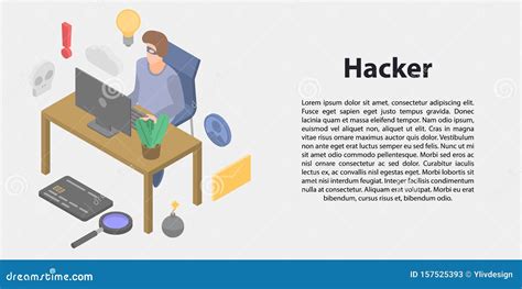 Hacker Concept Banner Isometric Style Stock Vector Illustration Of Hack Digital