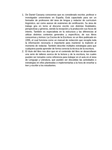 De Daniel Cassany Conocemos Que Es Considerado Escritor Pdf