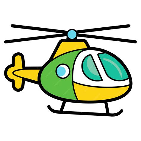 Plantilla De Doodle Vectorial De Helicóptero Para Niños Vector Premium