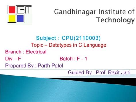 Data Types In C Pptx Programming Languages Computing