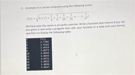 Solved Estimate π π can be computed using the Chegg