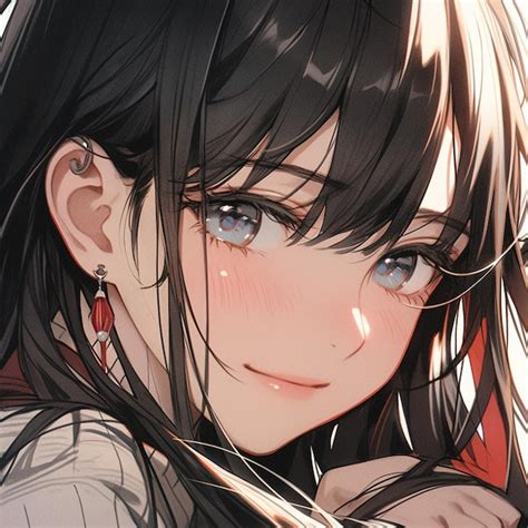 Premium Photo Anime Girl With Long Black Hair And Blue Eyes Looking