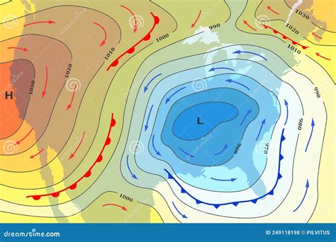 Weather Forecast Map Of USA Cold And Warm Fronts Movement To America