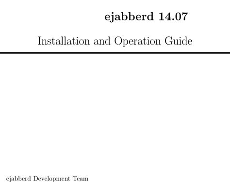 Ejabberd Installation And Operation Guide