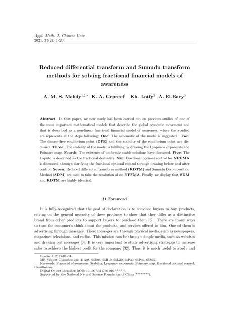 Pdf Reduced Differential Transform And Sumudu Transform Methods For Solving Fractional