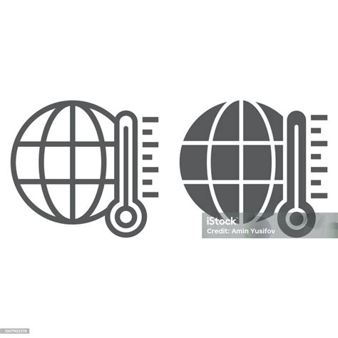 지구 온난화 선 및 문자 모양 아이콘 생태학 에너지 기후 서명 벡터 그래픽 흰색 배경 Eps 10에 선형 패턴 개념에 대한 스톡