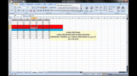 fungsi delete entire row di excel youtube