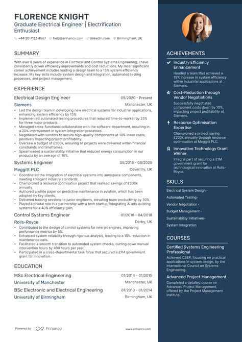 Electrical Engineering Cv Examples And Guide For 2025