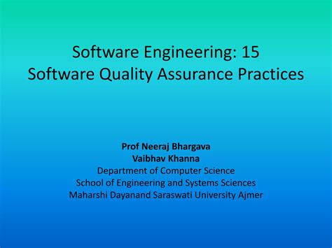 Software Engineering 15 Software Quality Assurance Practices Ppt