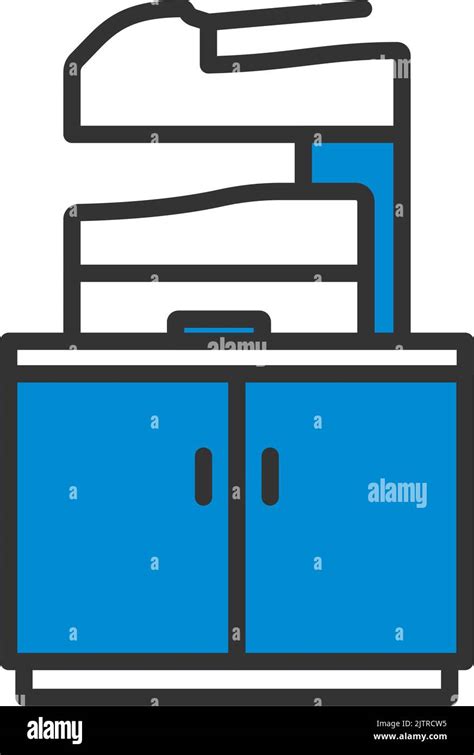 copying machine icon editable bold outline with color fill design