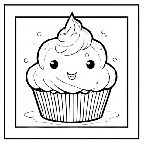 Download Cheerful Cartoon Cupcake Coloring Pages Online Creative Fabrica