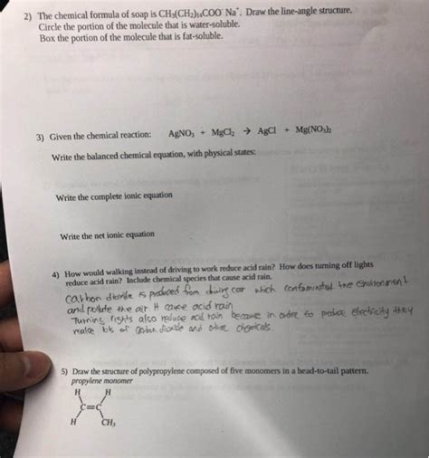 Solved 2 The Chemical Formula Of Soap Is Chslchhc0o Na