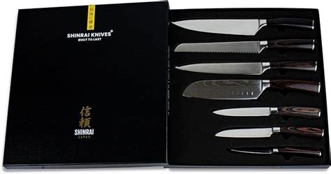 Shinrai Japan Kitchen Knife 7 Piece Professional Handmade Chefs Knife Set High Carbon