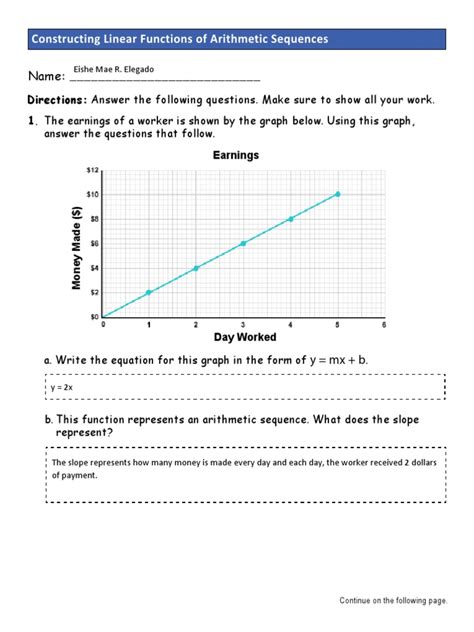 Name Constructing Linear Functions Of Arithmetic Sequences Pdf Analysis Mathematical