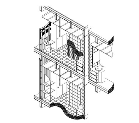 House Section 2d View Layout File Cad Structural Block In Autocad Format