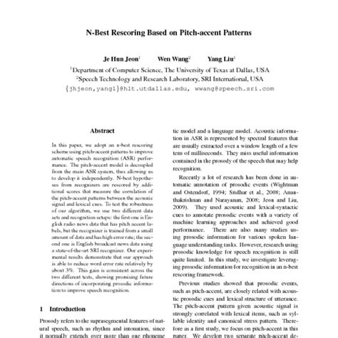 N Best Rescoring Based On Pitch Accent Patterns Acl Anthology