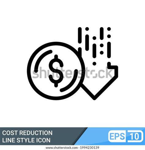 Cost Reduction Line Style Icon Isolated Stock Vector Royalty Free