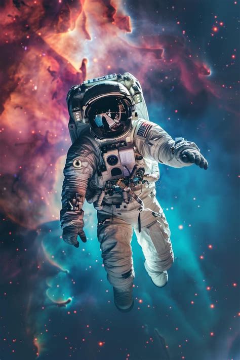 Astronaut In Spacesuit With Earth Reflection In Helmet Visor Generated Using Ai Stock