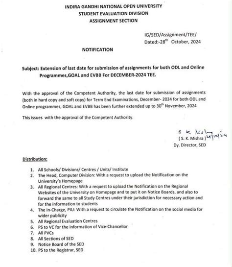 Ignou Assignment Submission Date Extended For December 2024 Term End Examinations Ignou Baba