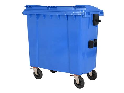 Four Wheeled 660 Litre Waste Container Blue Transoplastshop