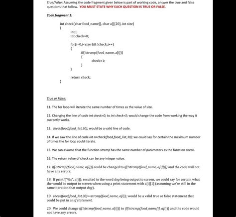 Solved Truefalse Assuming The Code Fragment Given Below Is