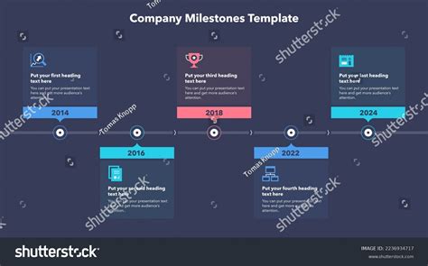 Company Milestones Template Five Steps Dark Stock Vector Royalty Free 2236934717 Shutterstock