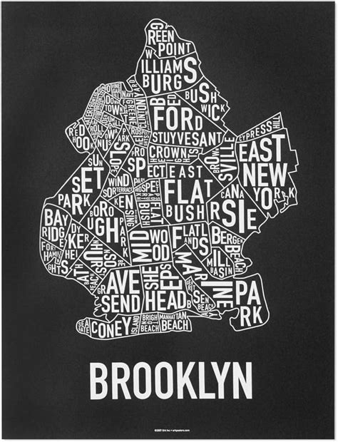 Ork Posters Brooklyn Neighborhoods Map Art Screen Print