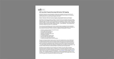 Cdt Issue Brief Properly Narrowing Fisa Section 702 Targeting Center For Democracy And Technology