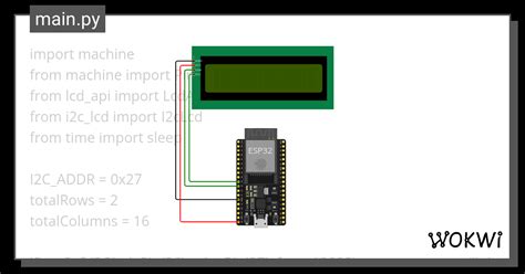 Lcd I2c 16 2 Py Wokwi ESP32 STM32 Arduino Simulator