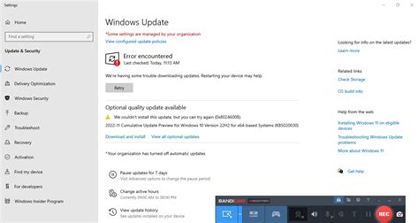 Windows Update Error Encountered Microsoft Community