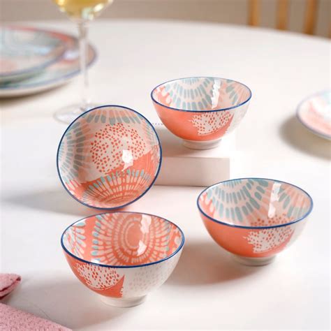 Pastel Print Ceramic Snack Bowls Set Of 4 300ml Online Premium Snack