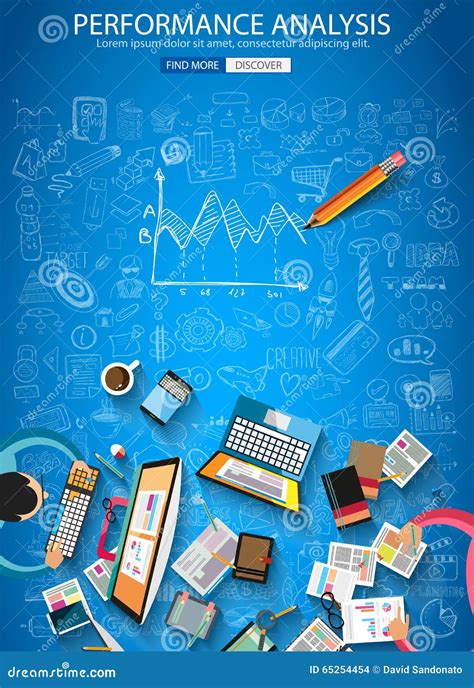 Performance Analysis Concet With Doodle Design Style Stock Vector